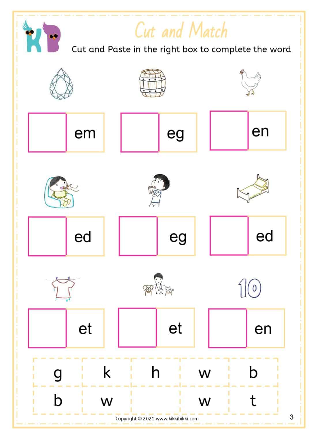 CVC Short e Words Worksheets - Free Phonics Printable