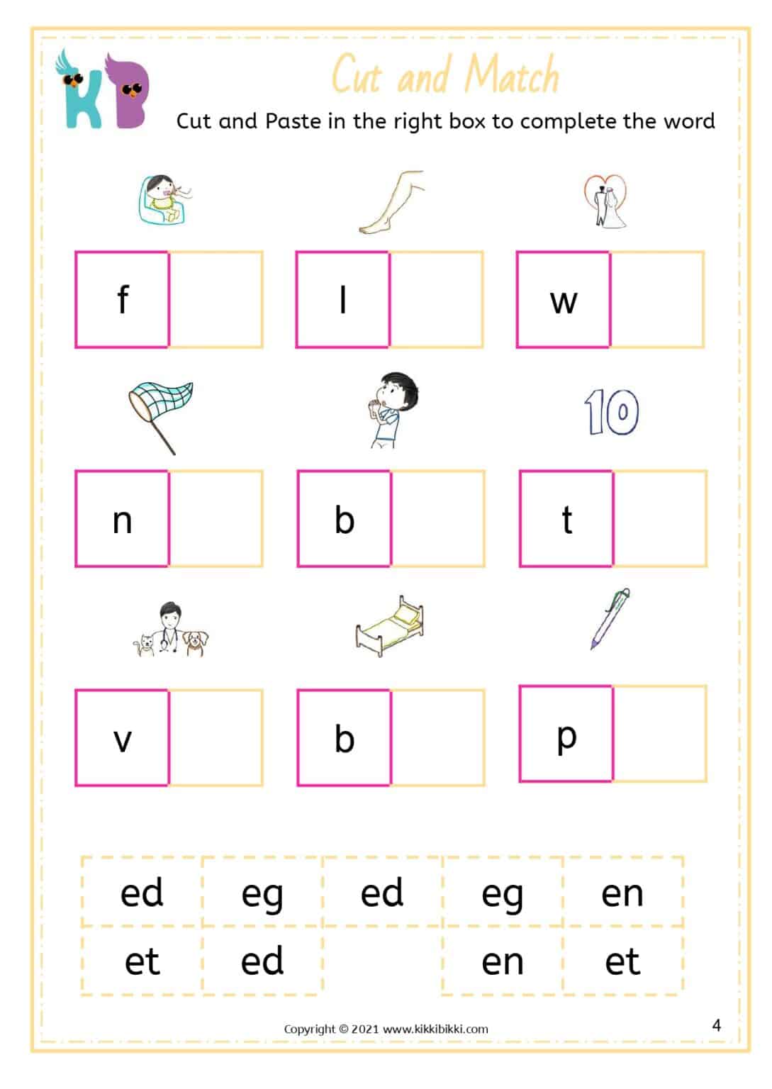 CVC Short e Words Worksheets - Free Phonics Printable