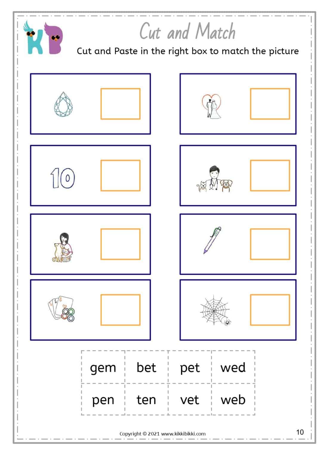 CVC Short e Words Worksheets - Free Phonics Printable
