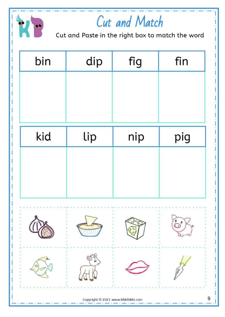 CVC - Short i Words Worksheets - Free Phonics Worksheets