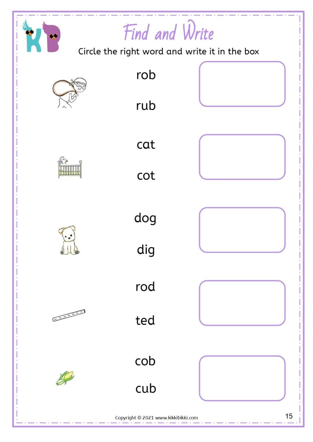 CVC Short o Words Worksheets - Free Phonics Printable