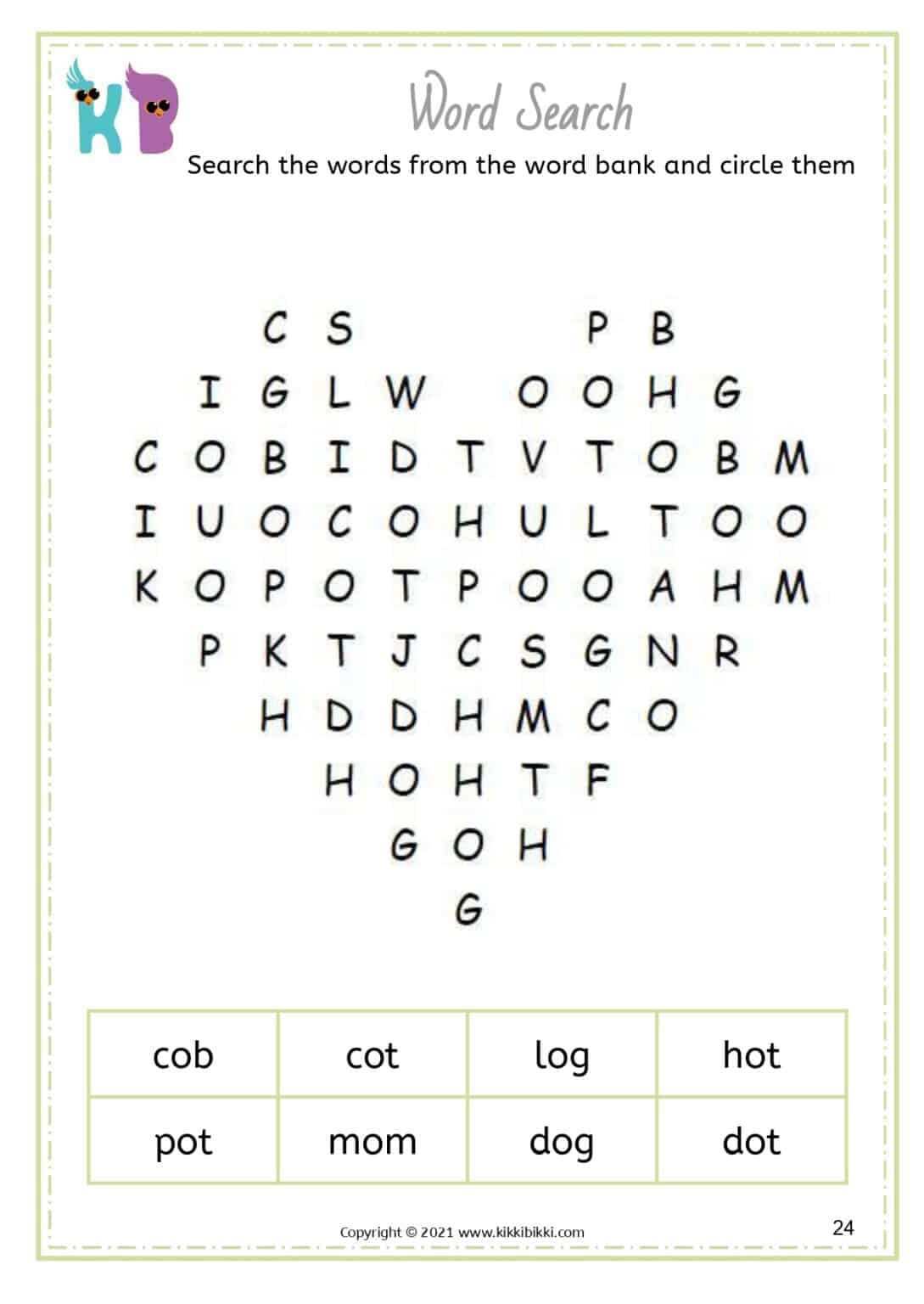 CVC Short o Words Worksheets - Free Phonics Printable
