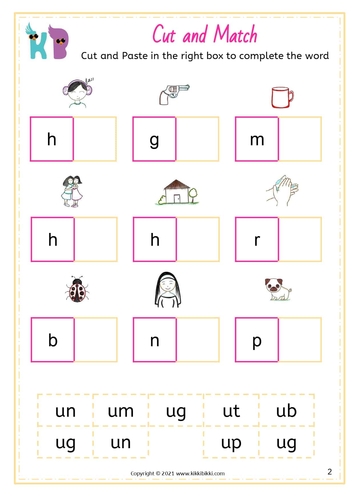 CVC Short u Words Worksheets - Free Phonics Printable