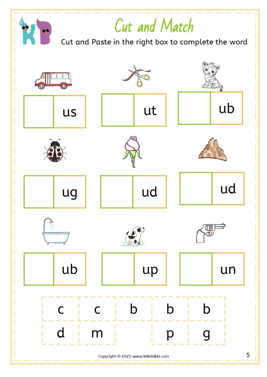 CVC Short u Words Worksheets - Free Phonics Printable