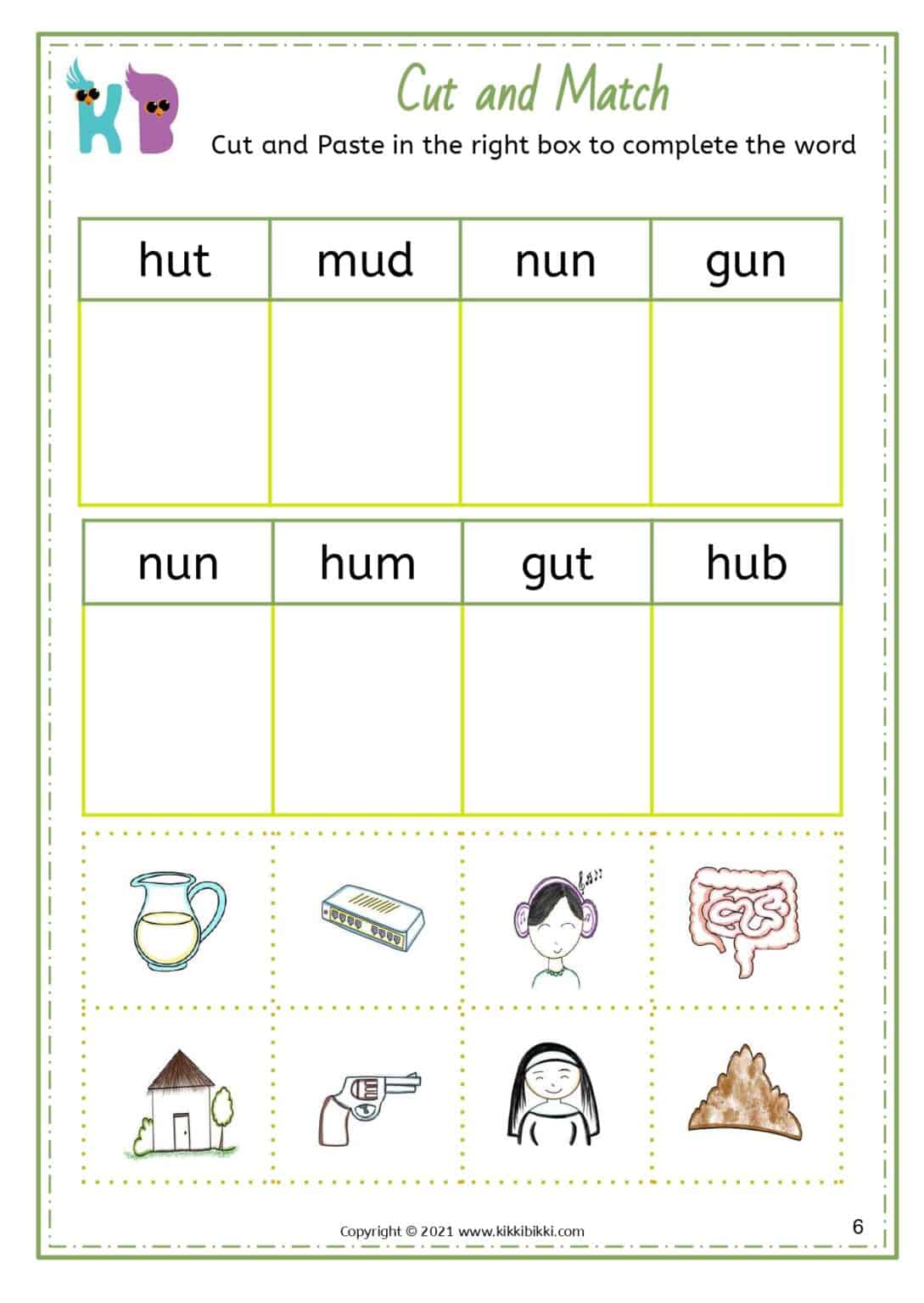 CVC Short u Words Worksheets - Free Phonics Printable
