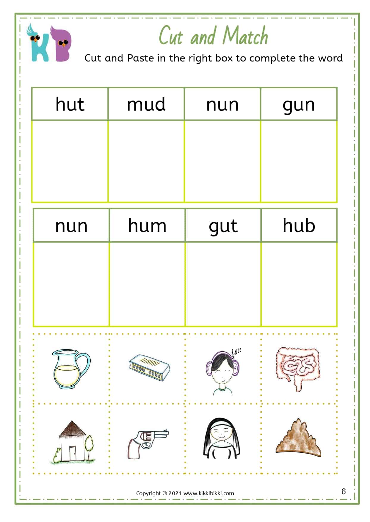 CVC Short u Words Worksheets - Free Phonics Printable