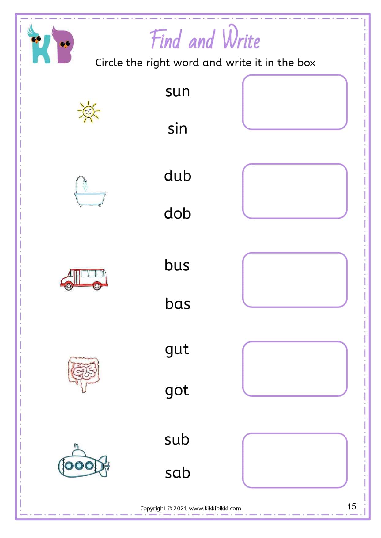 CVC Short u Words Worksheets - Free Phonics Printable