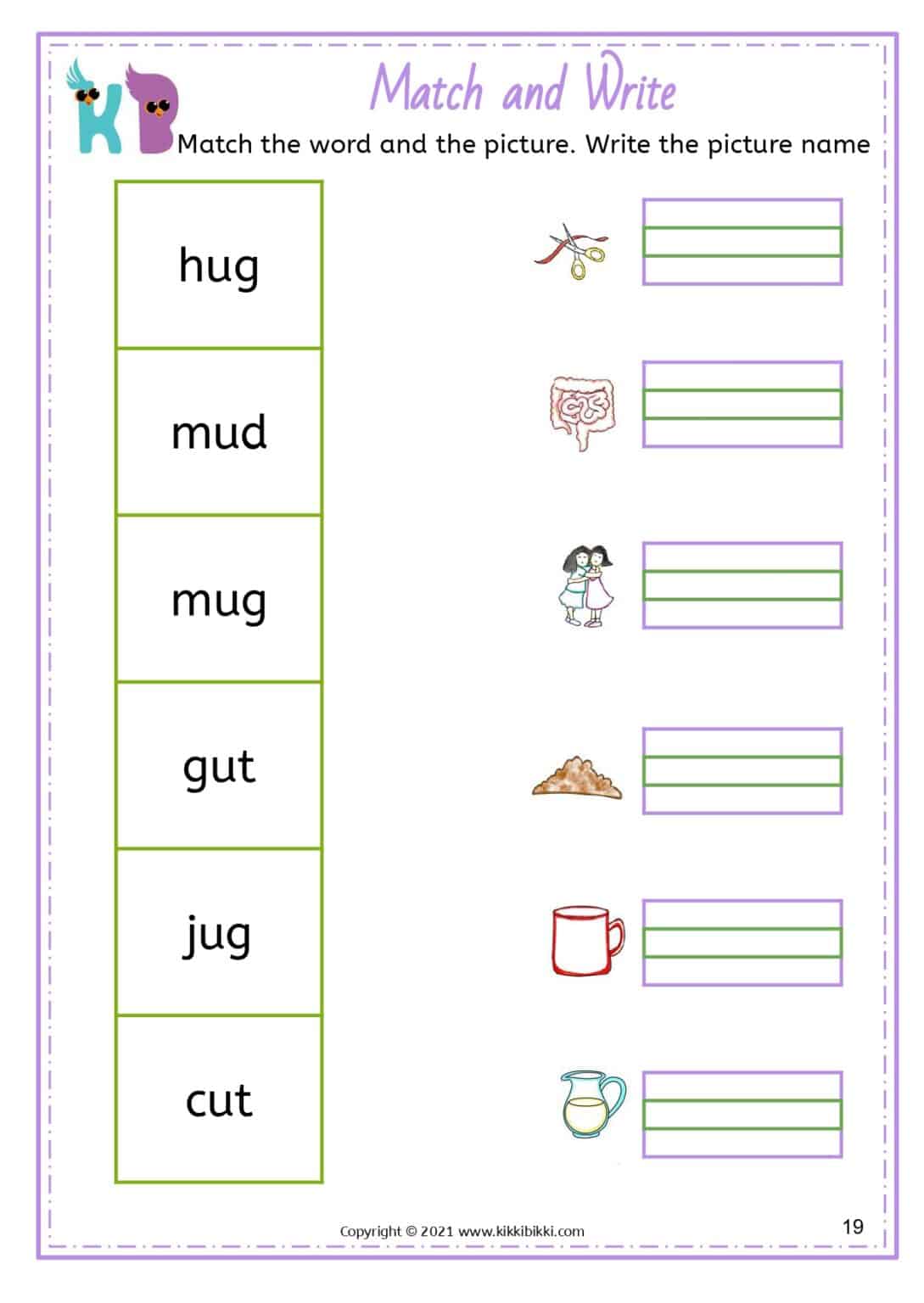 CVC Short u Words Worksheets - Free Phonics Printable
