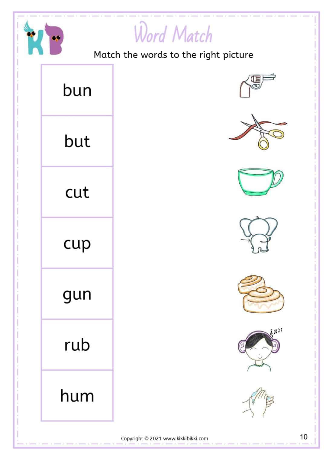 CVC Short u Words Worksheets - Free Phonics Printable