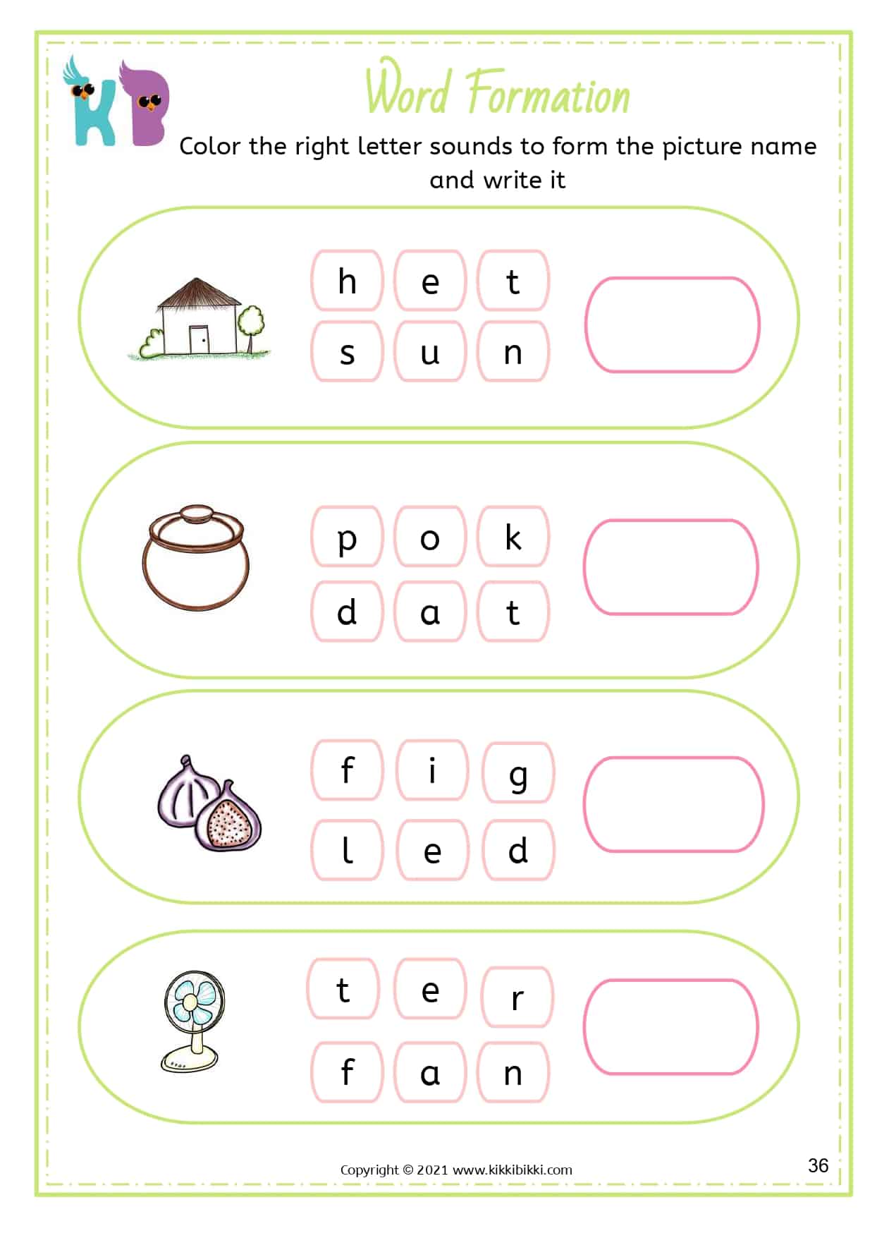 Word Scramble Worksheets for CVC Sound Family