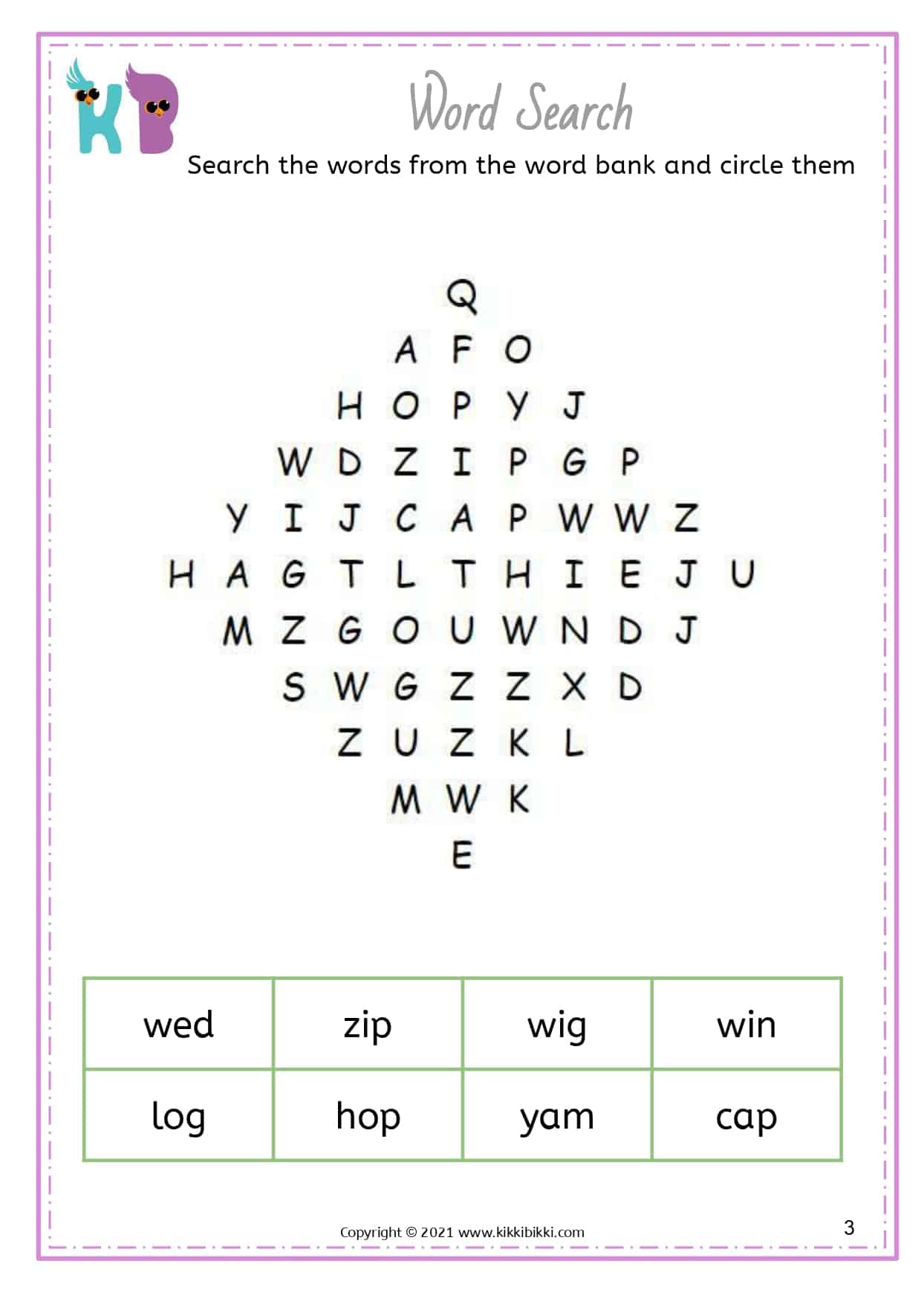 Phonics Word Search Worksheets - KikkiBikki