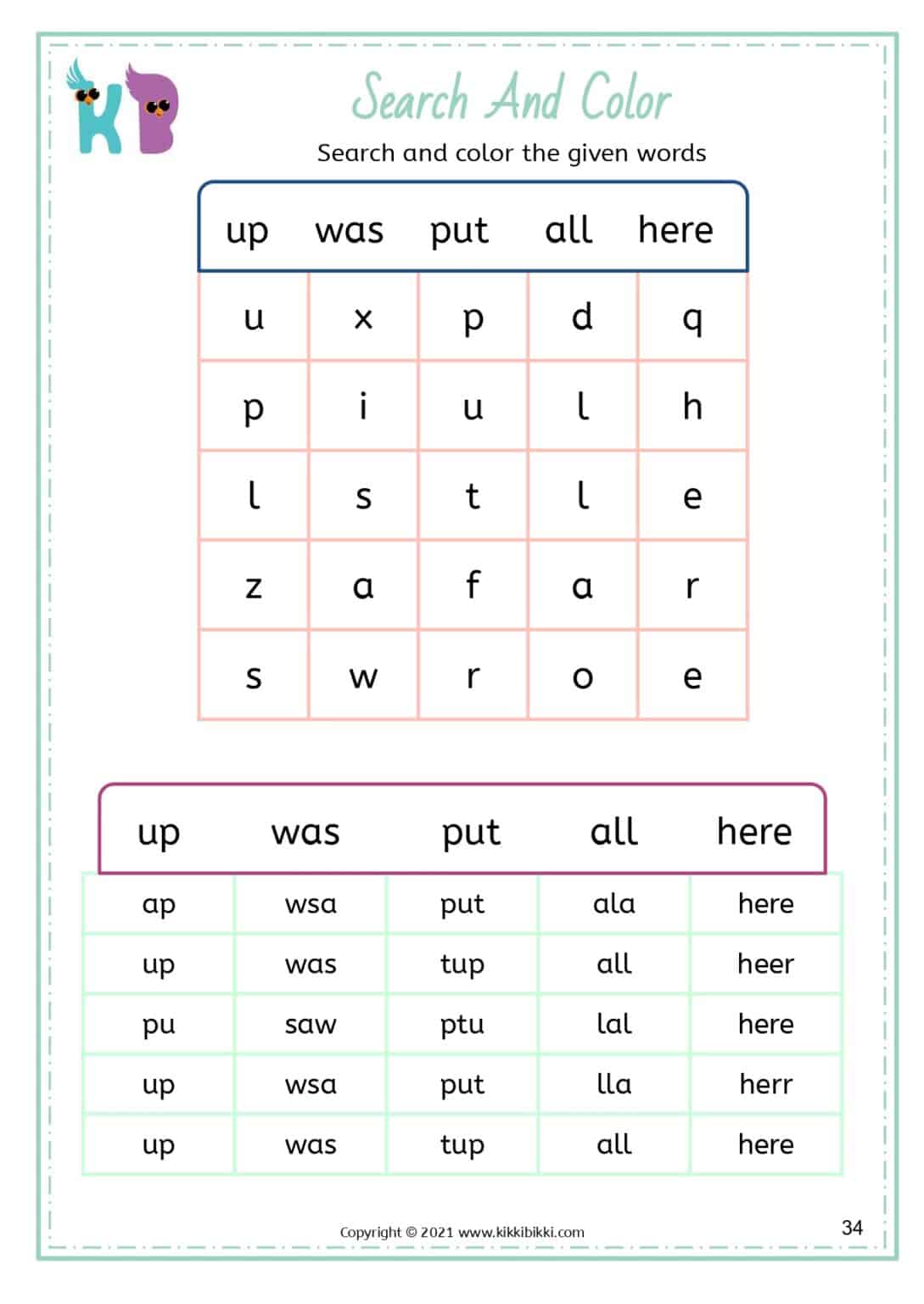 Learn to Spell Sight Words - Free Phonics Printable Worksheets