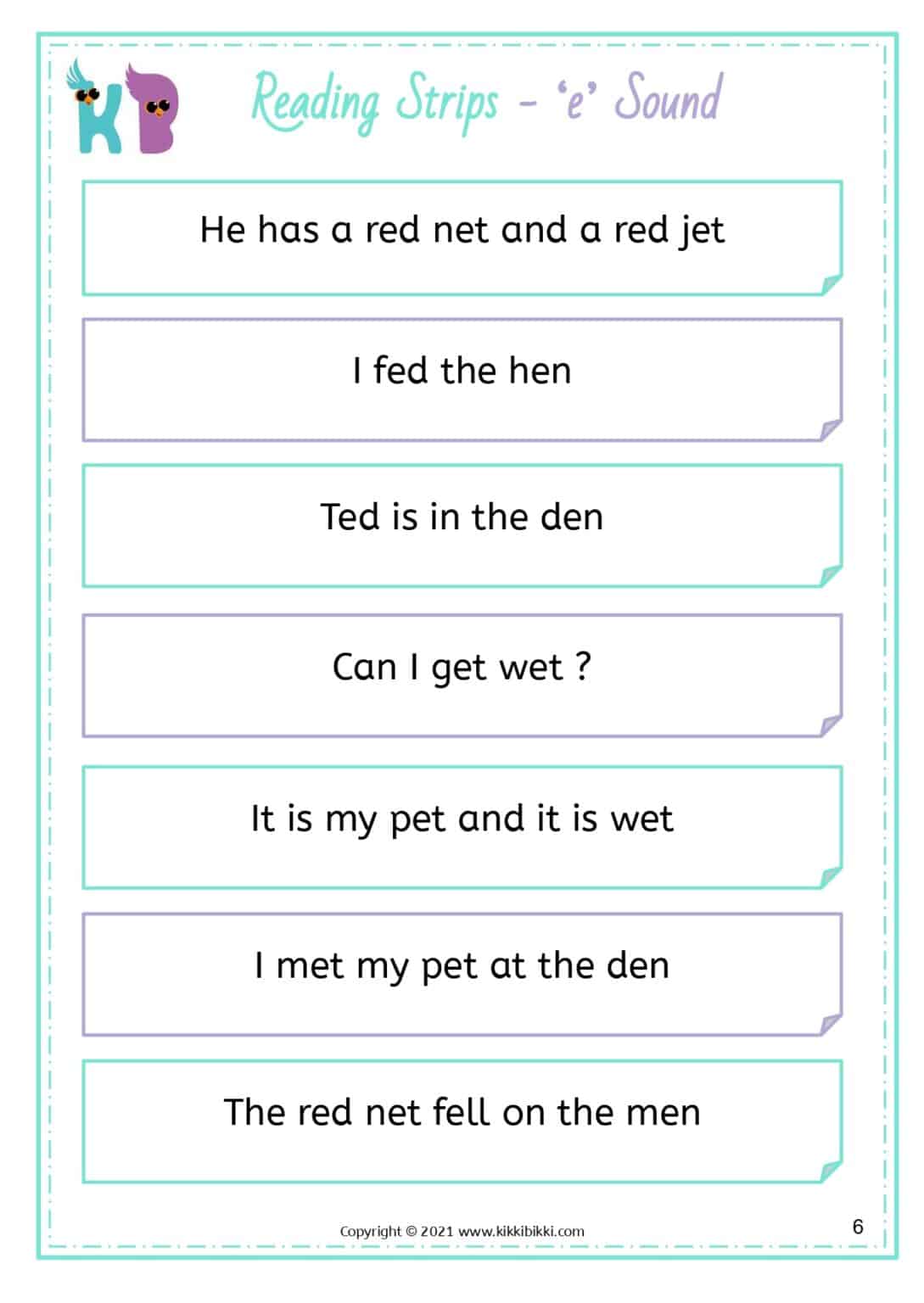 CVC Simple Sentences Worksheets - Free Phonics Printable