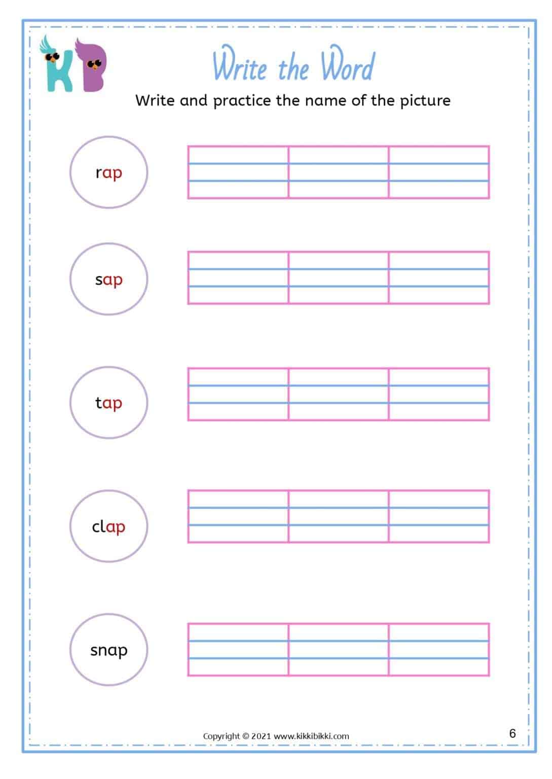 CVC -ap Word Family - Free Phonics Printable