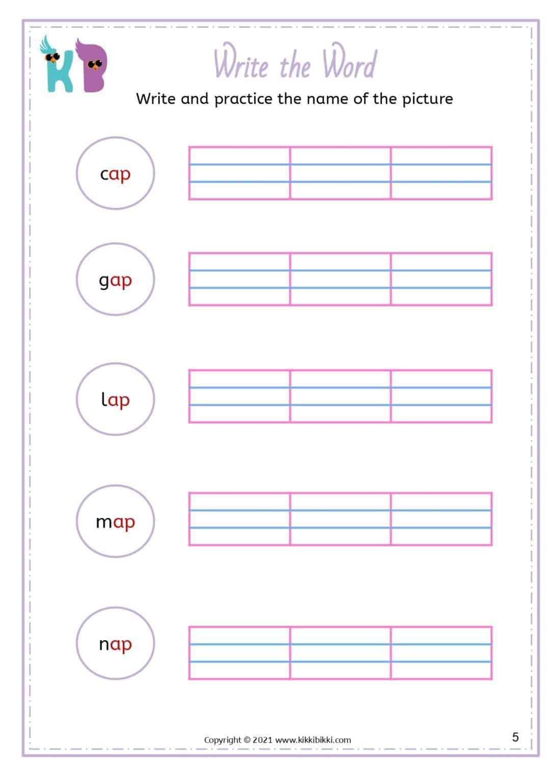 CVC -ap Word Family - Free Phonics Printable
