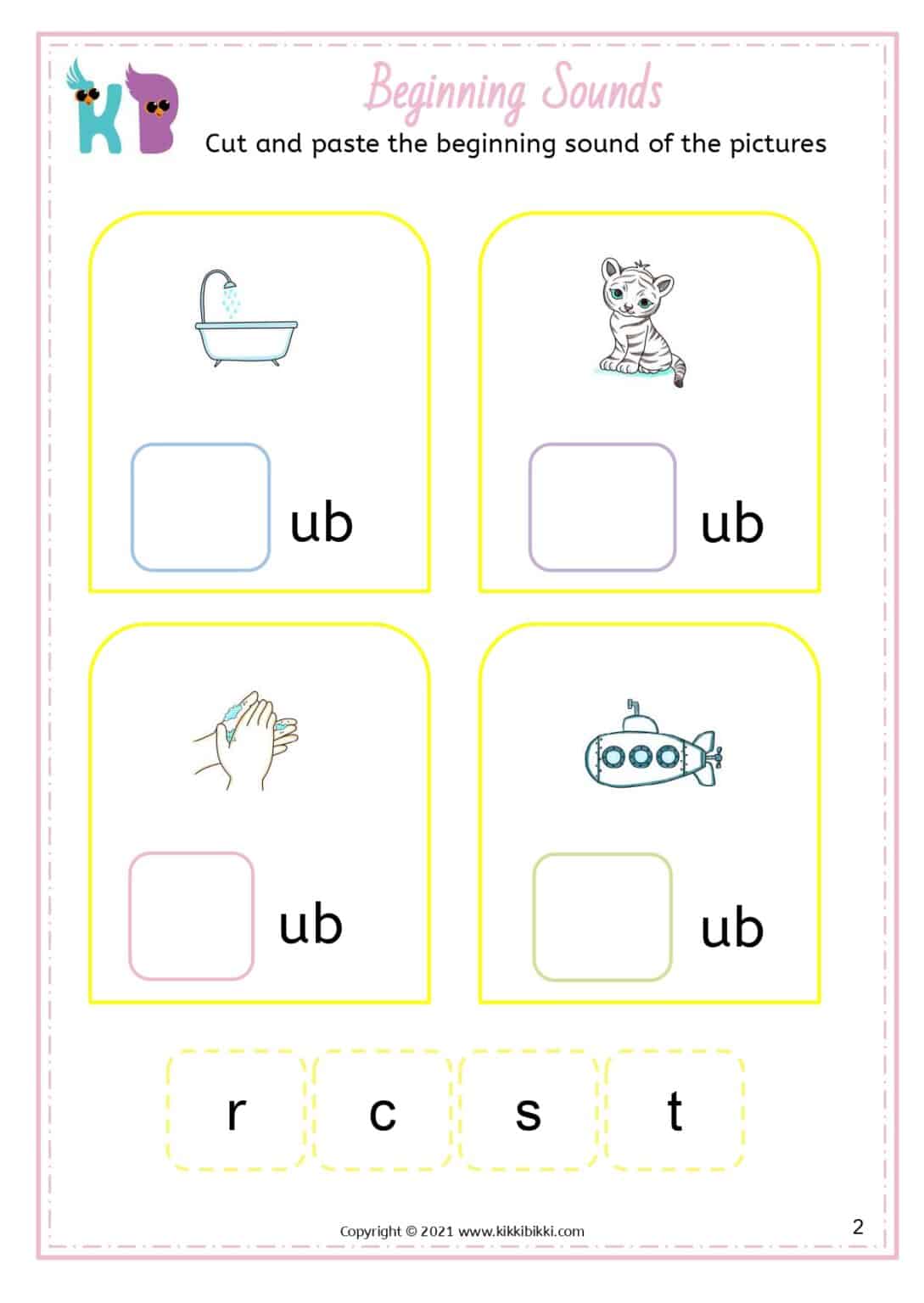CVC -ub Word Family - Free Phonics Printable