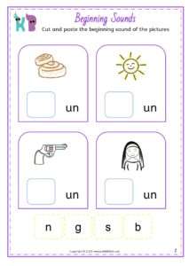 CVC -un Word Family - Free Phonics Printable