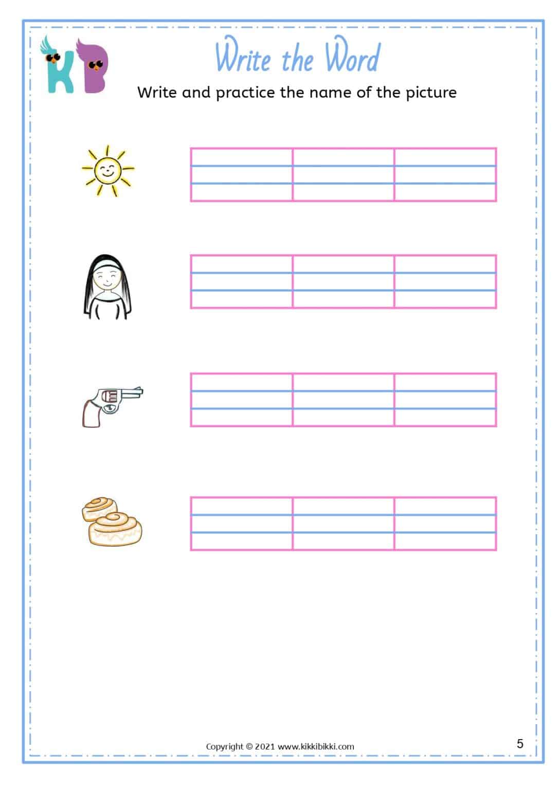 CVC -un Word Family - Free Phonics Printable