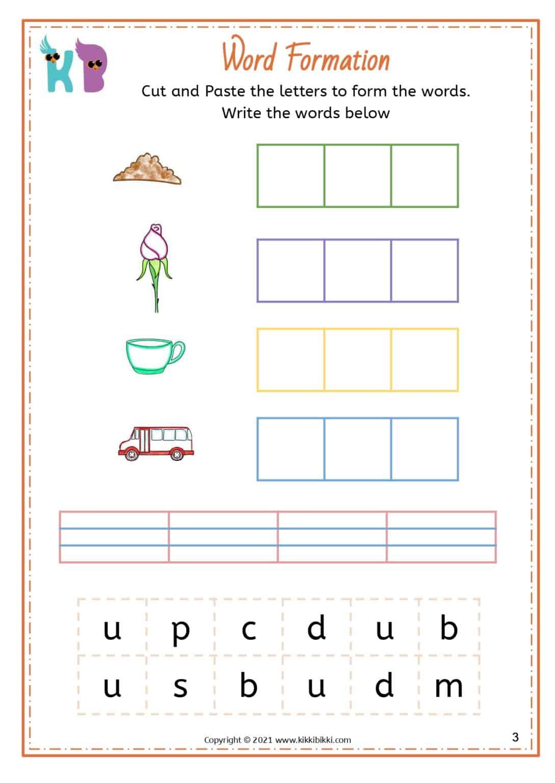 CVC Short u Word Family - Free Phonics Printable