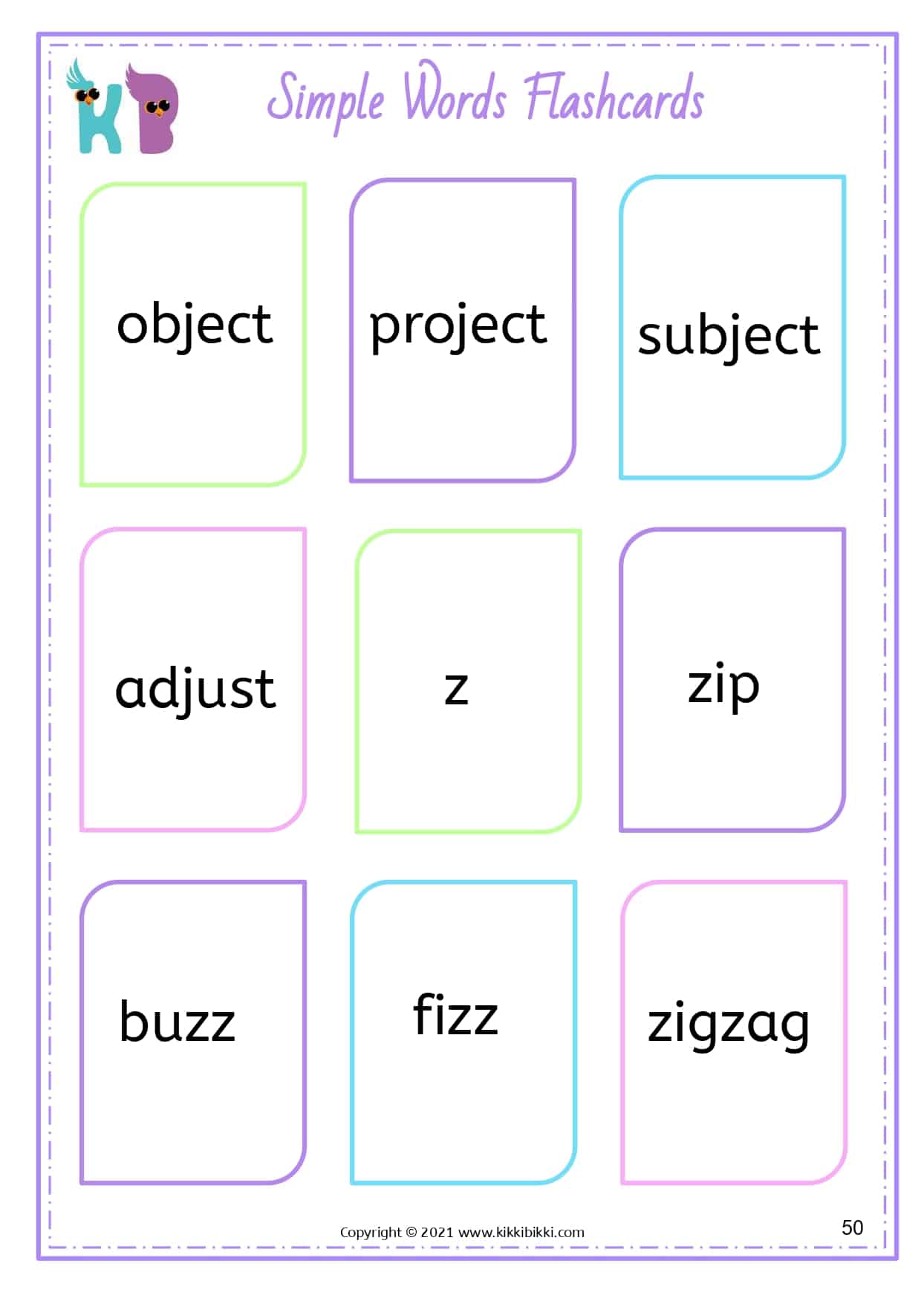 Mastering Simple Words: Flashcards Worksheets