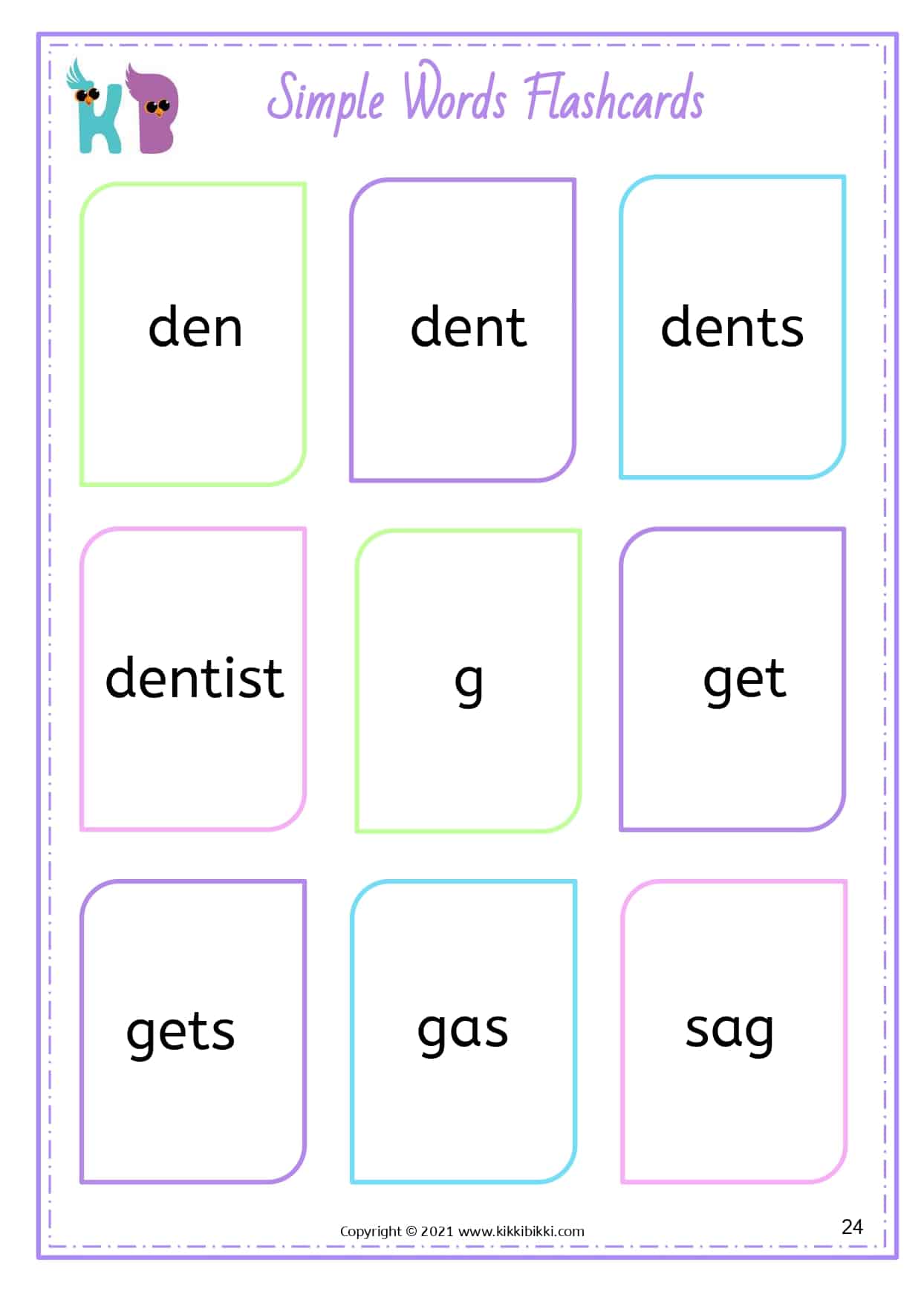 Mastering Simple Words: Flashcards Worksheets