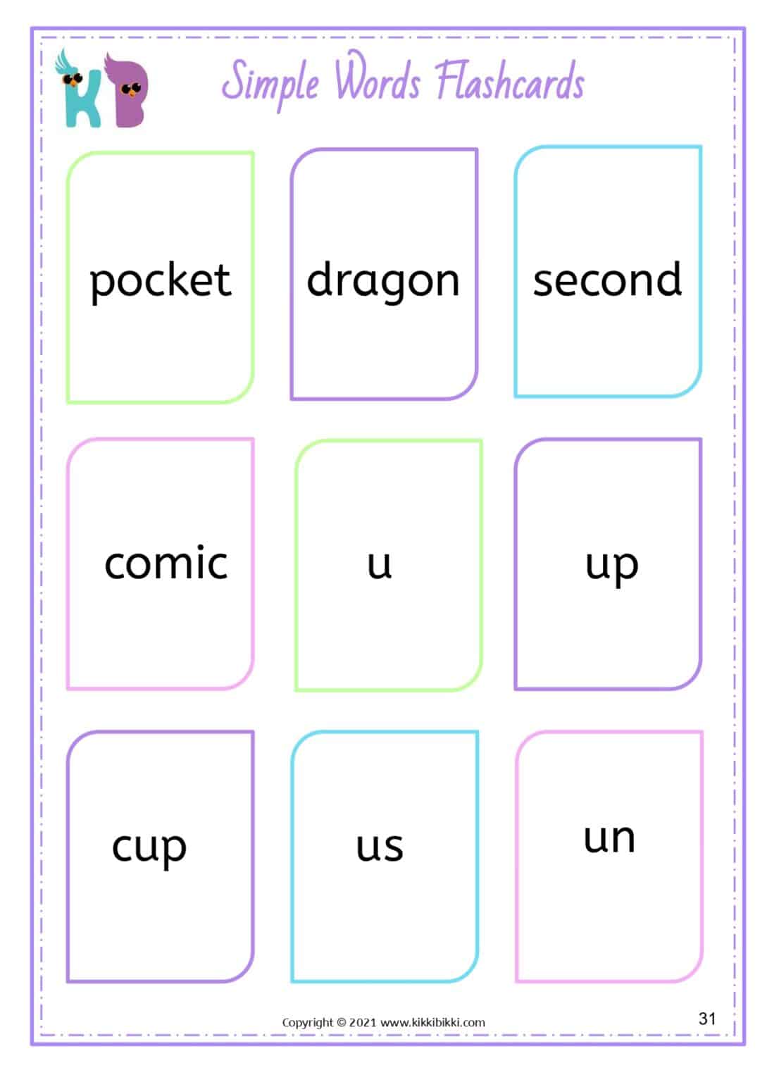 Mastering Simple Words: Flashcards Worksheets