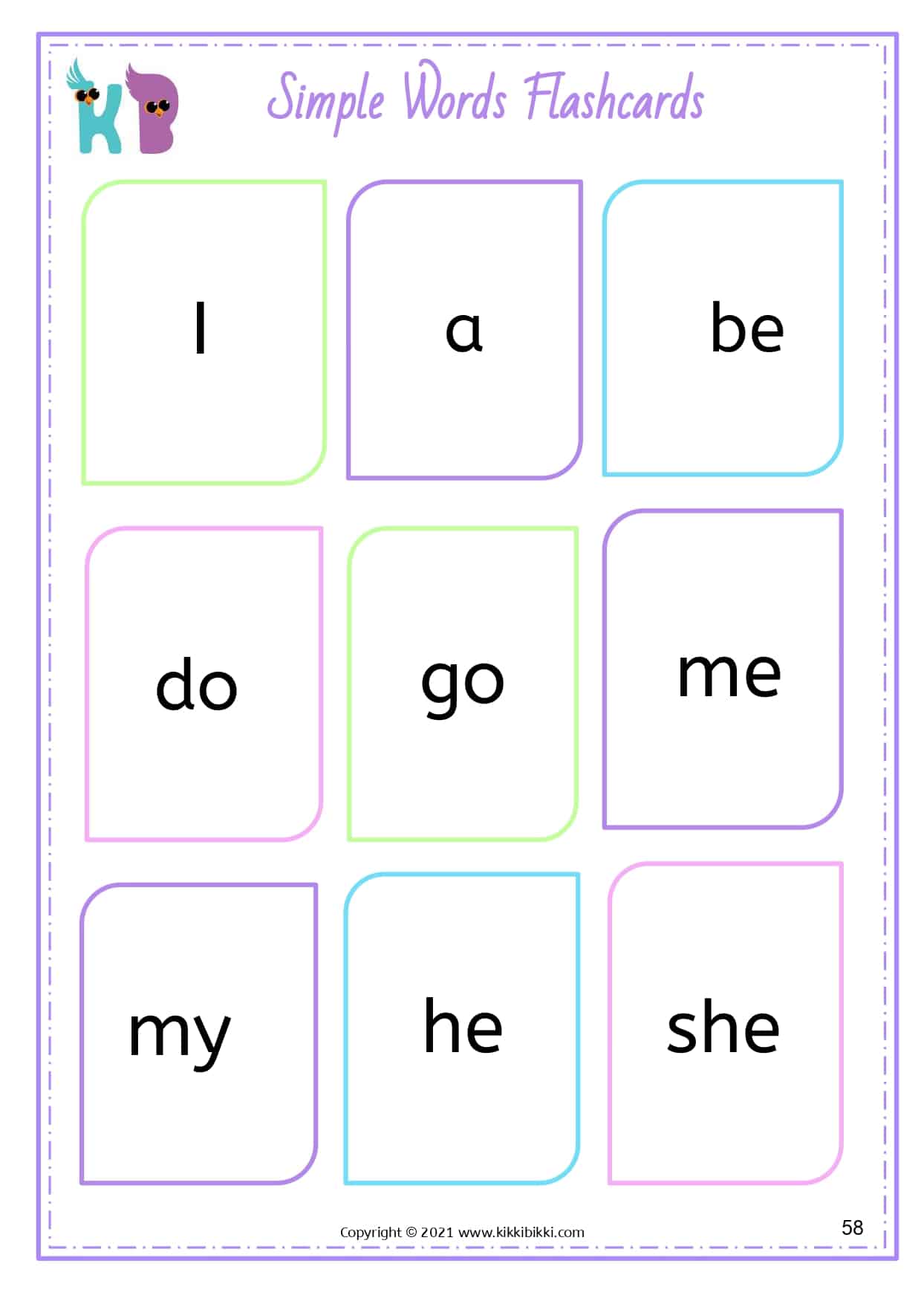 Mastering Simple Words: Flashcards Worksheets