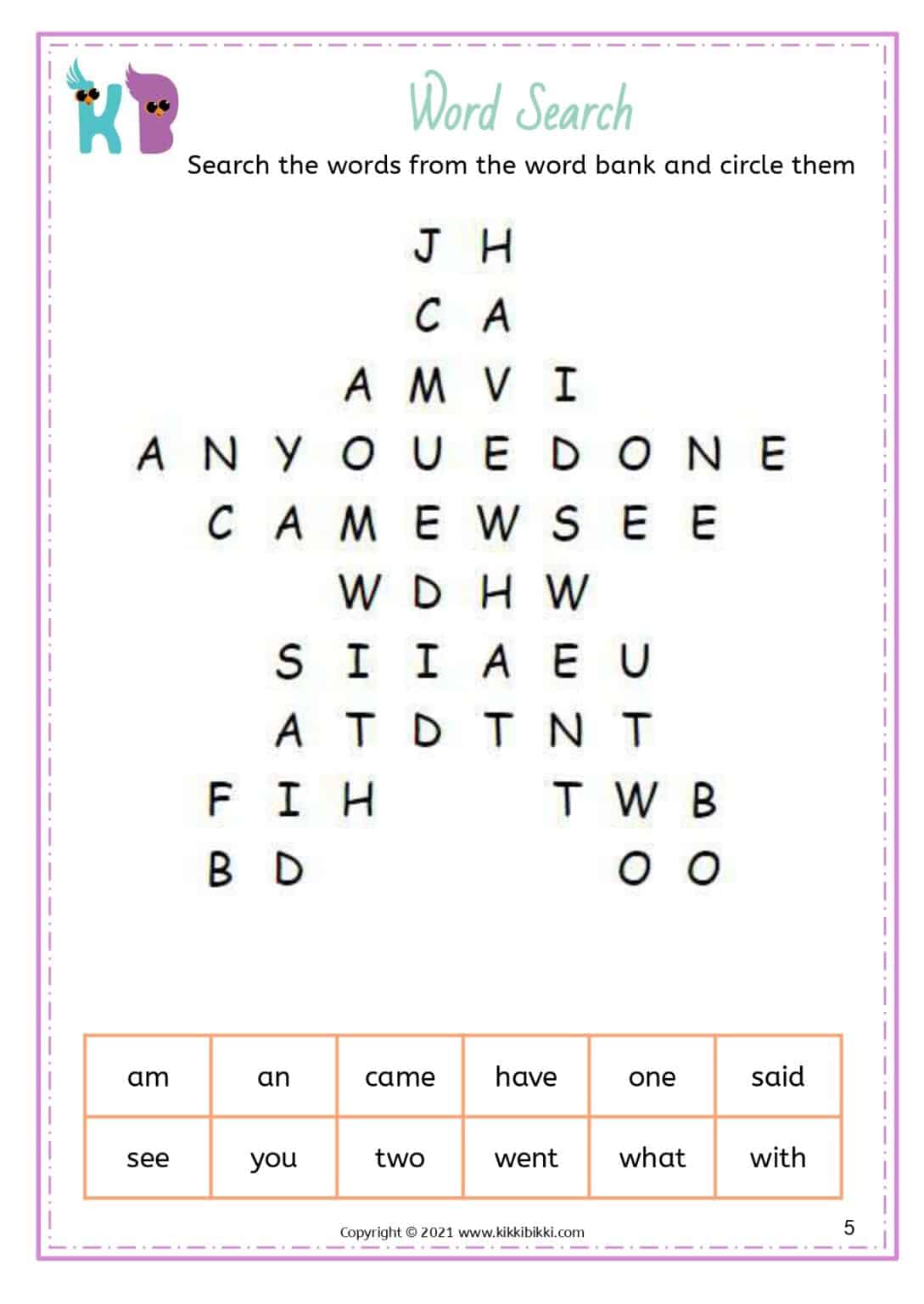 Mastering Sight Words: Word Search Worksheets for Kindergarten
