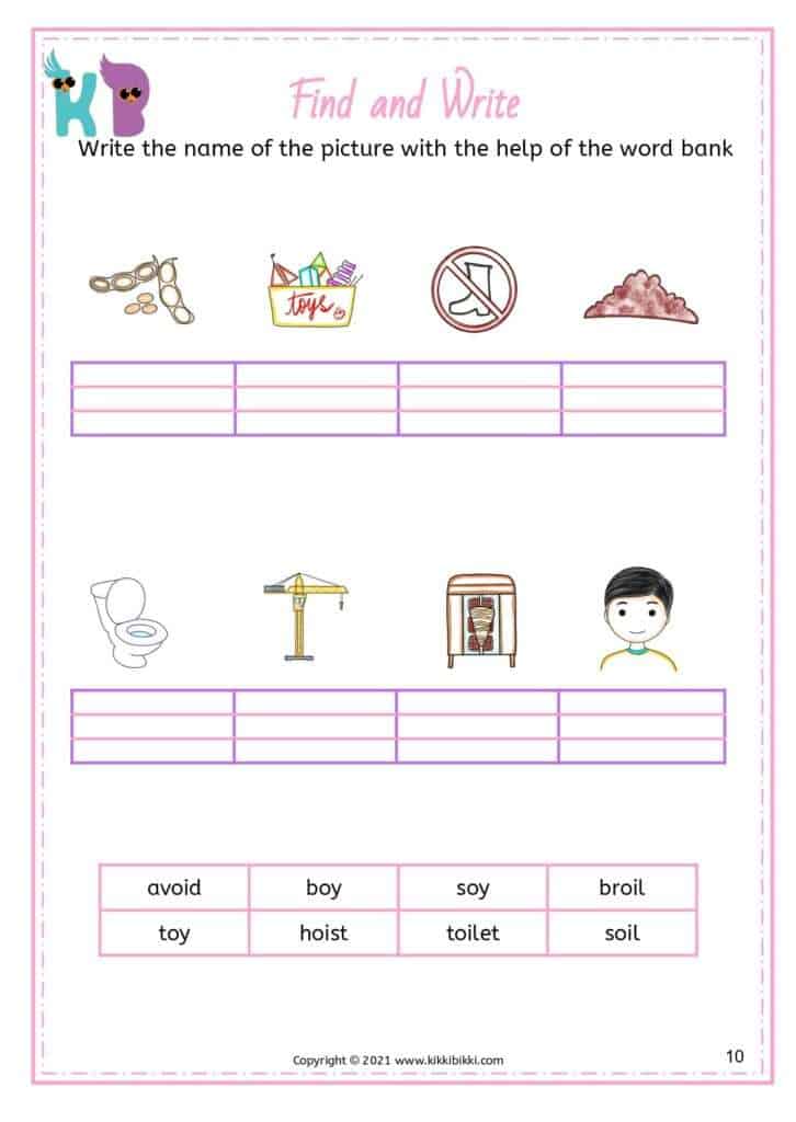 Consolidating Phonics: 'OI' and 'OY' Sound Family - Find and Write