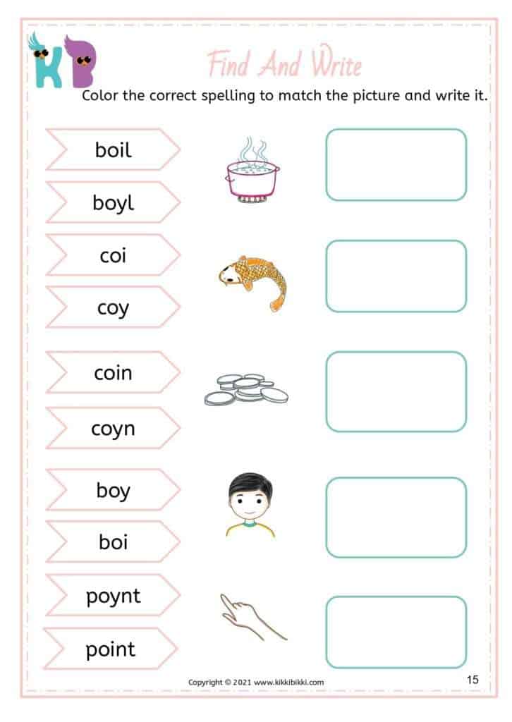 Consolidating Phonics: 'OI' and 'OY' Sound Family - Find and Write