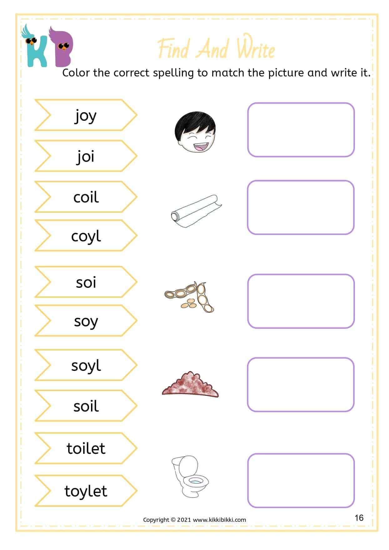 Consolidating Phonics: 'OI' and 'OY' Sound Family - Find and Write