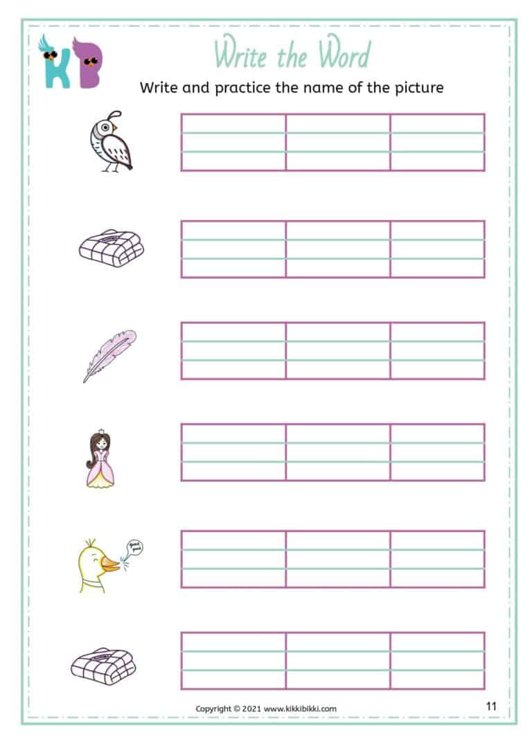 qu Words - Kindergarten Worksheet - Free Phonics Printable