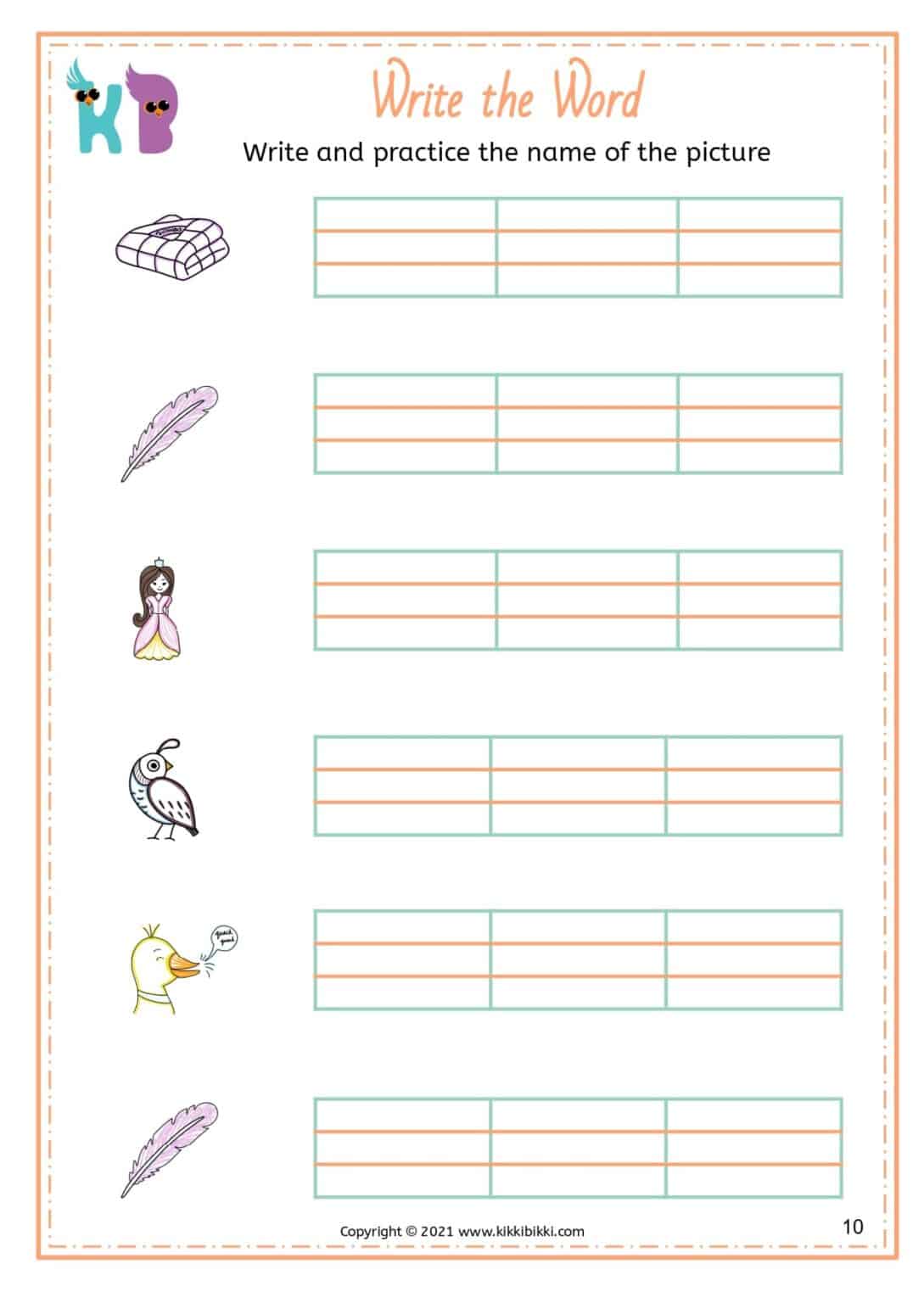 qu Words - Kindergarten Worksheet - Free Phonics Printable
