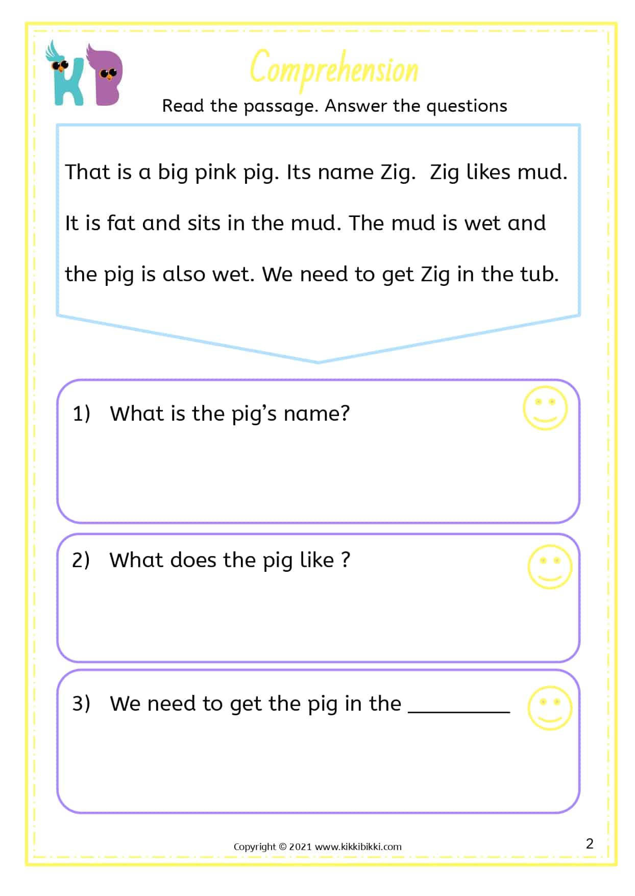 CVC Reading Comprehension Worksheets - Free Phonics Printable