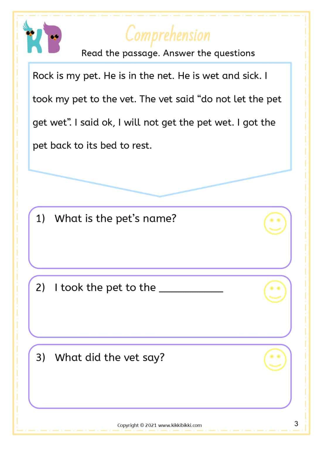 CVC Reading Comprehension Worksheets - Free Phonics Printable