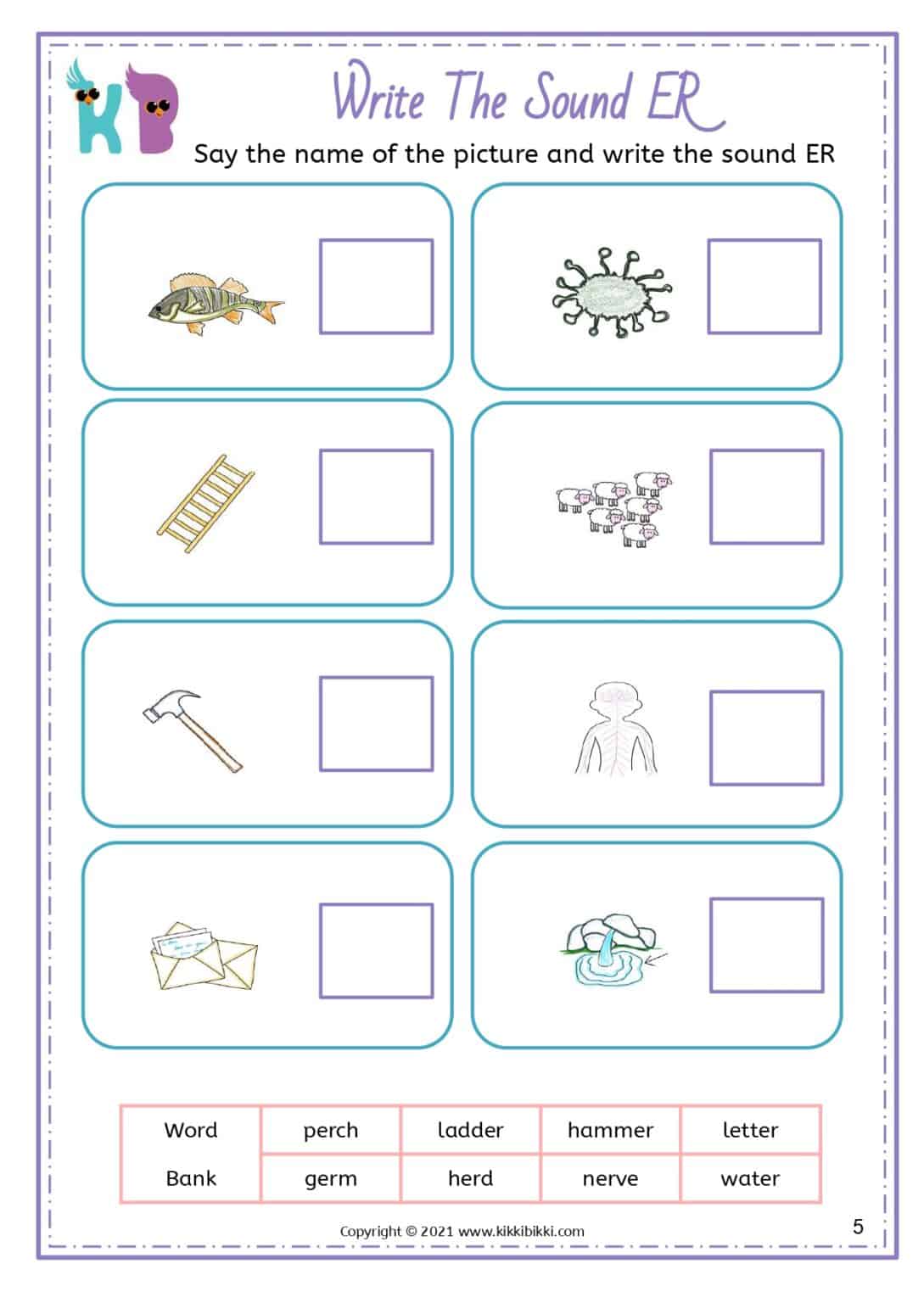 Bossy R - Kindergarten Worksheet - Free Phonics Printable