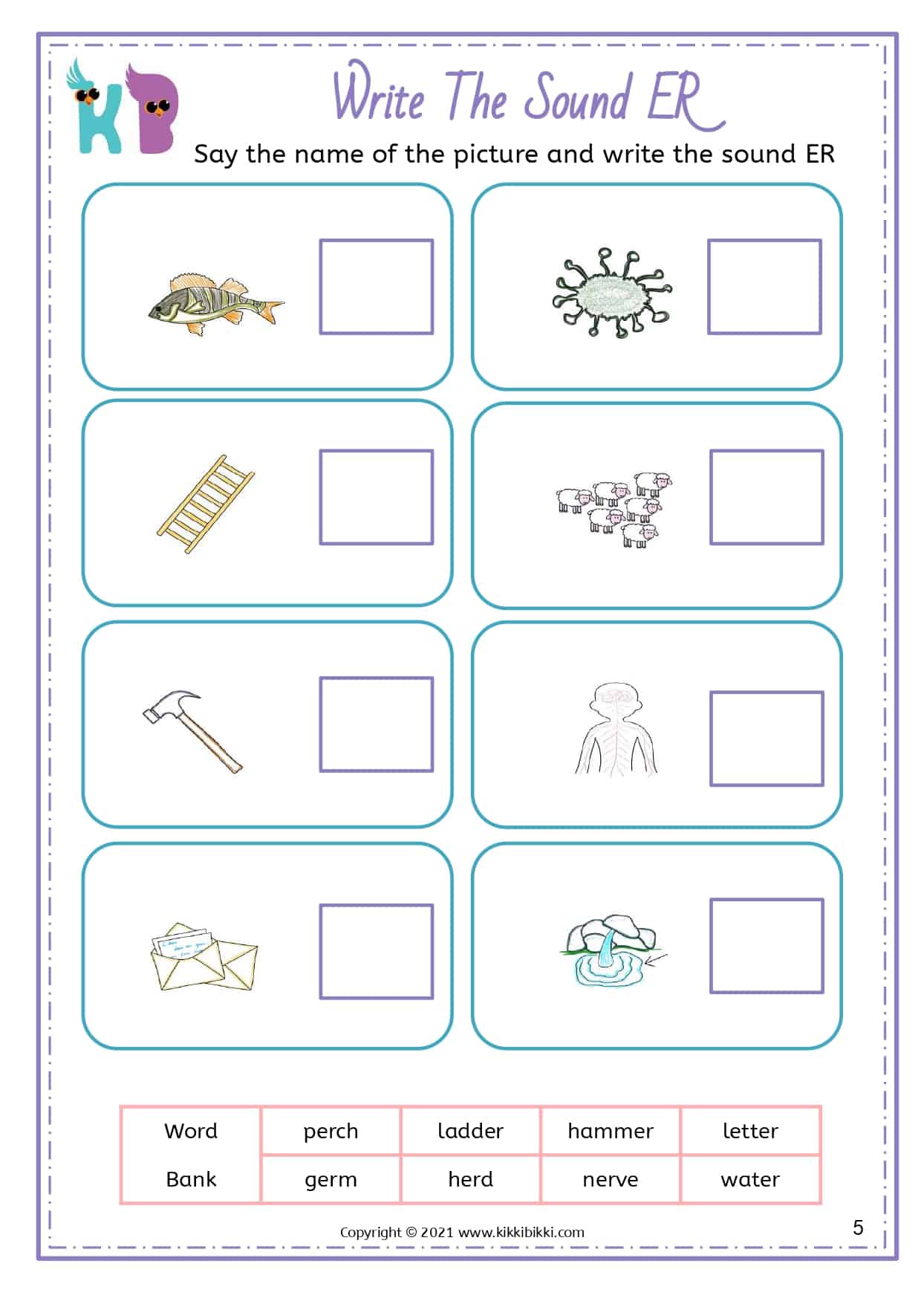 Bossy R - Kindergarten Worksheet - Free Phonics Printable