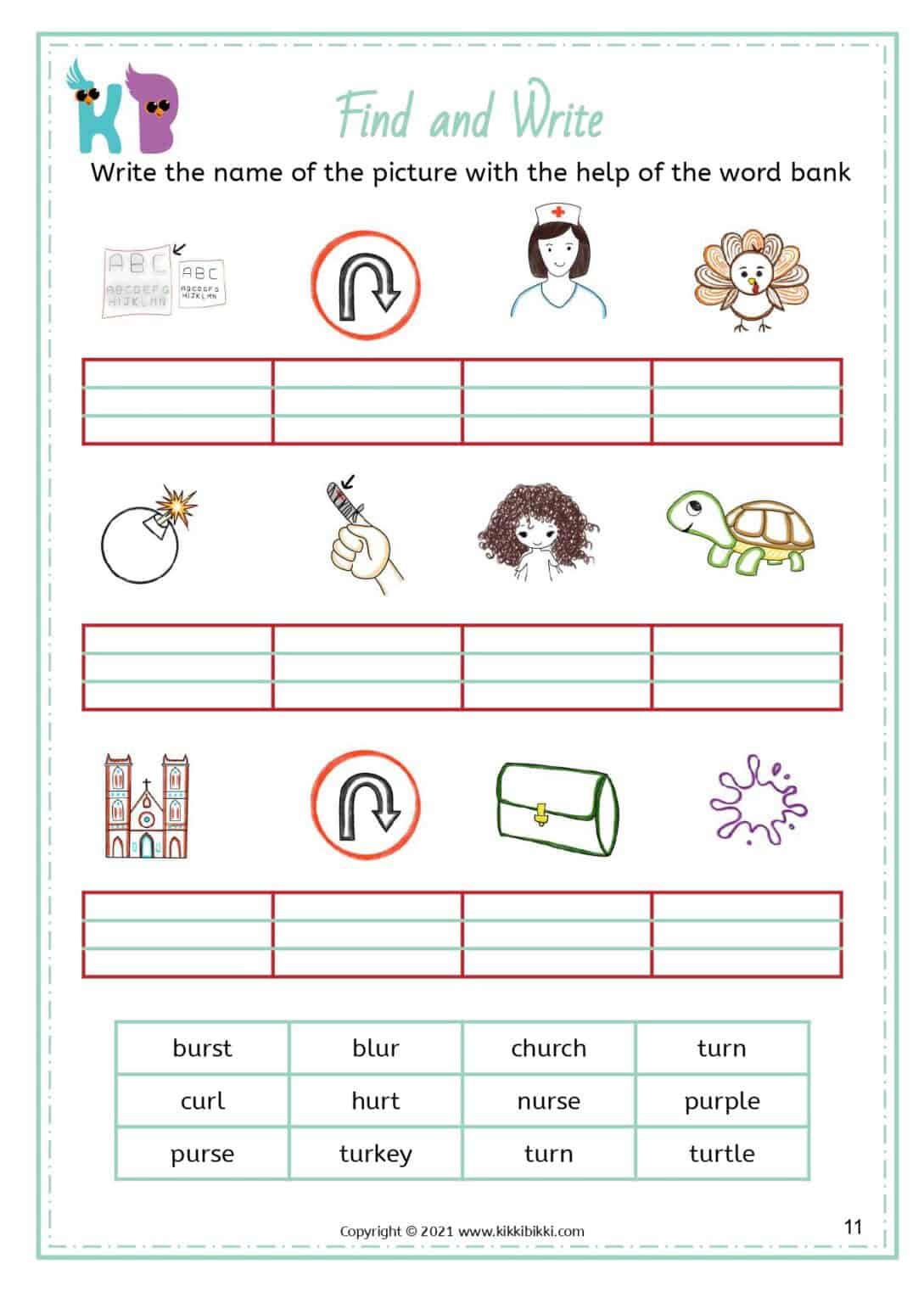 Bossy R - Kindergarten Worksheet - Free Phonics Printable