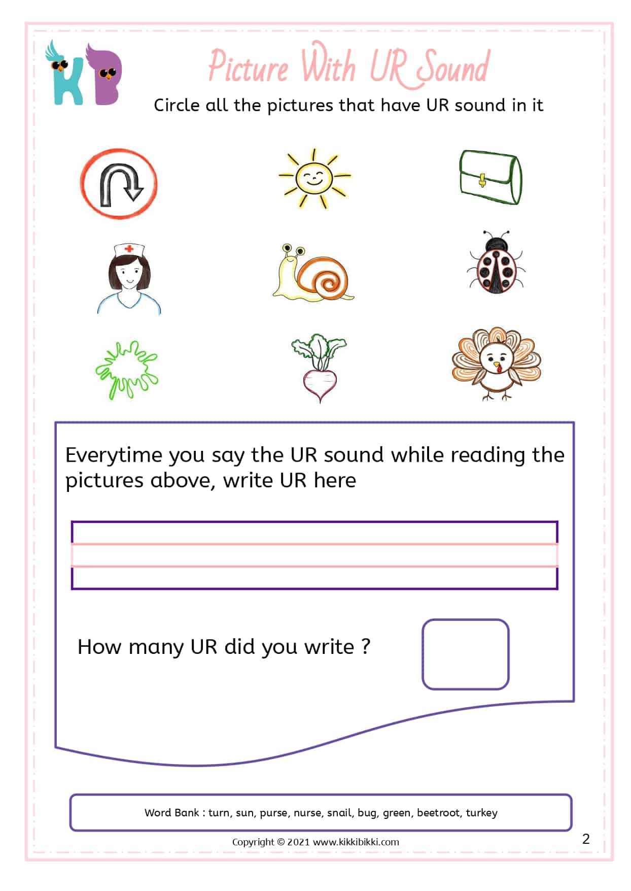 Bossy R - Kindergarten Worksheet - Free Phonics Printable
