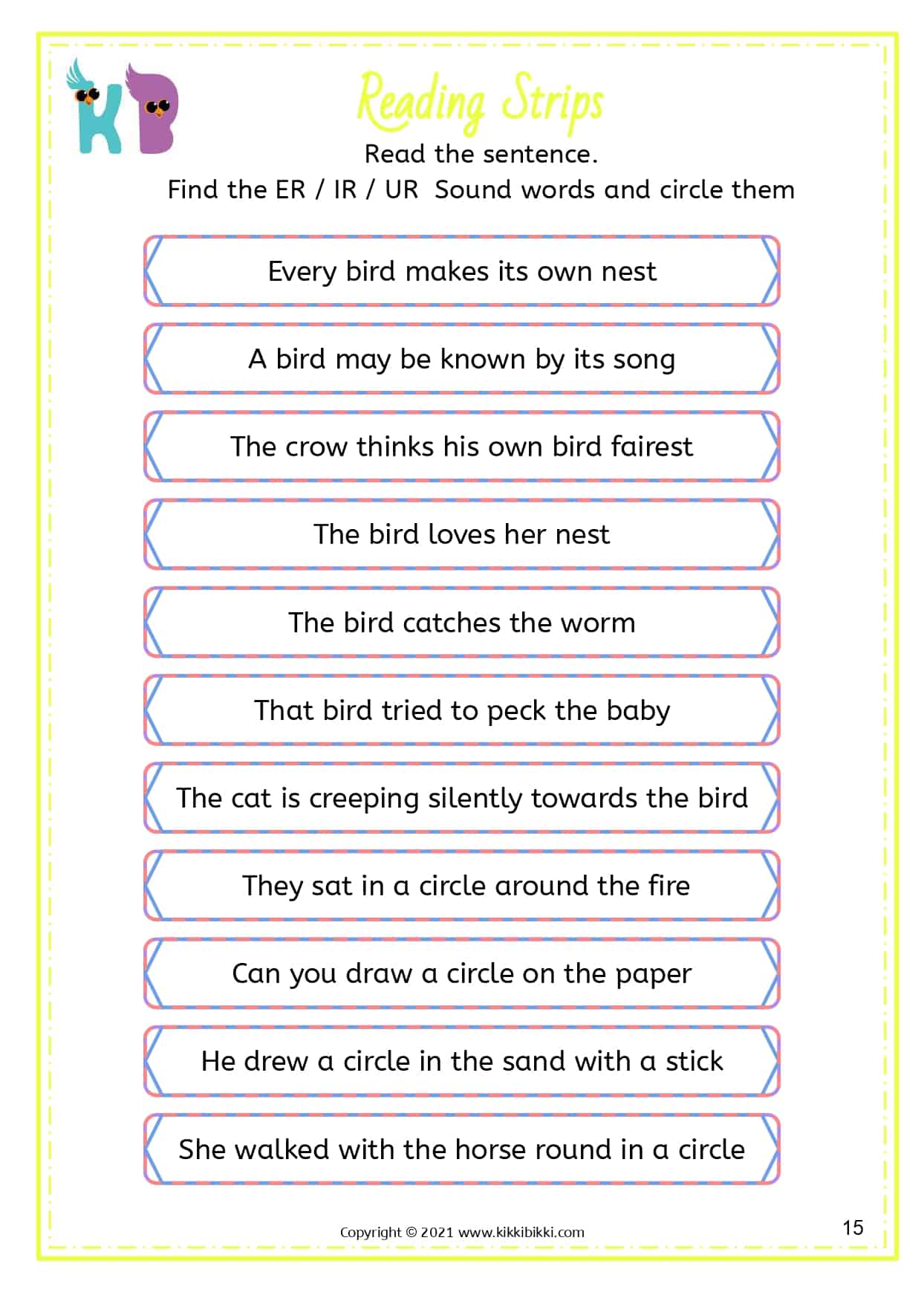 Learn to Spell Bossy R words - Kindergarten Worksheets