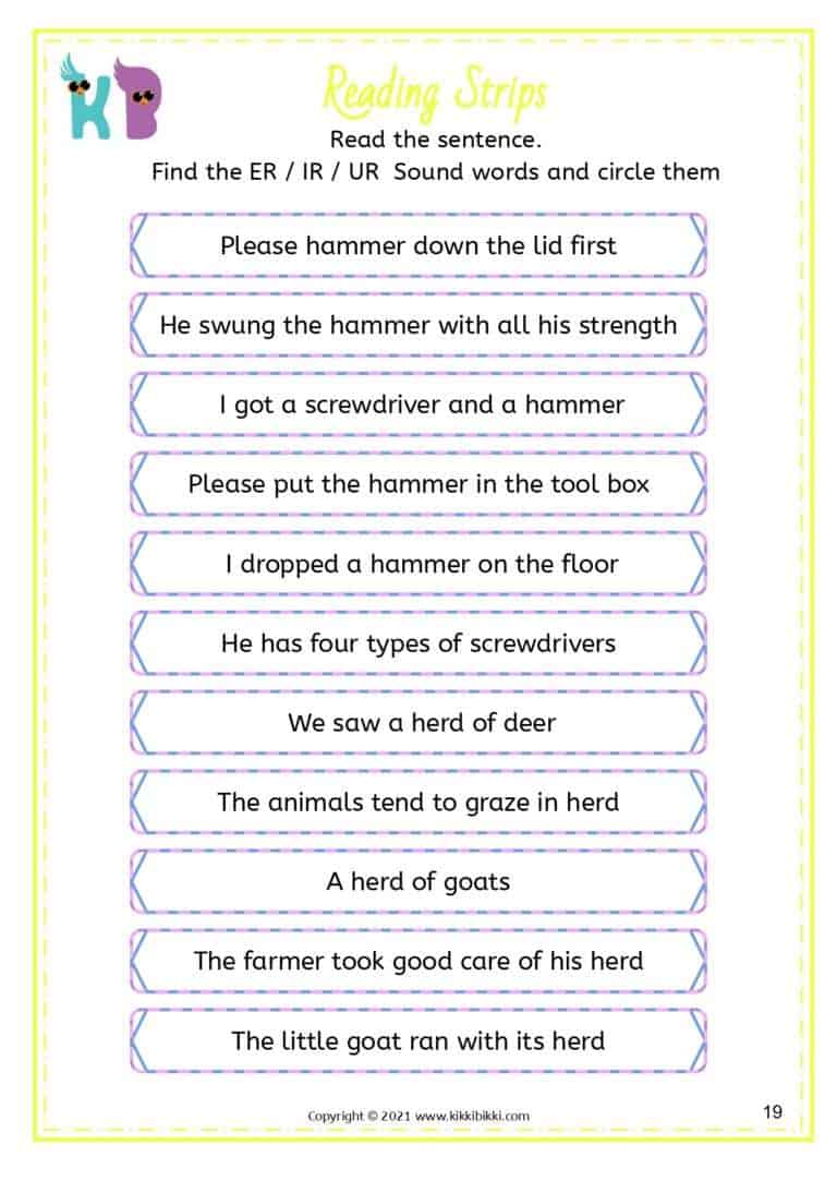 Learn to Spell Bossy R words - Kindergarten Worksheets