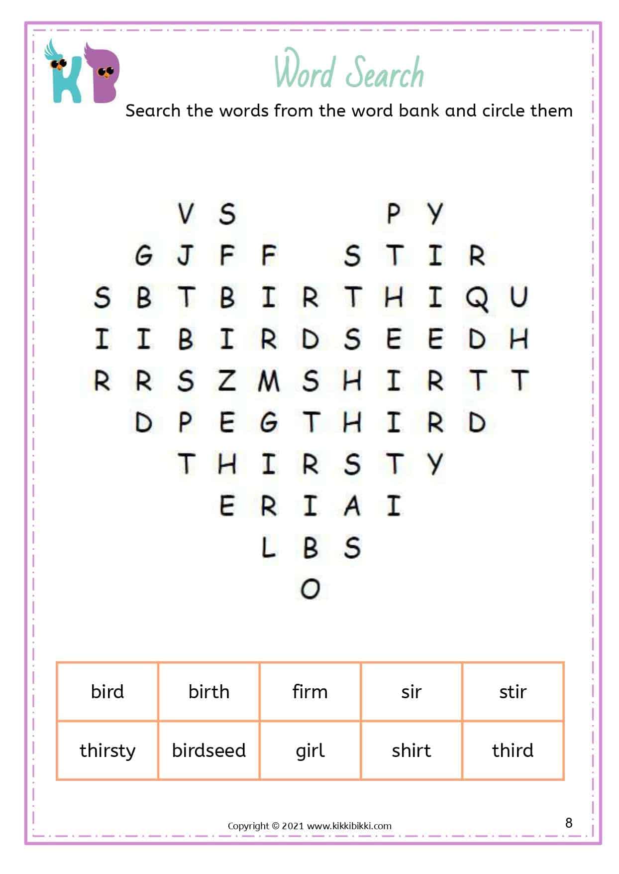 Learn to Spell Bossy R words - Kindergarten Worksheets