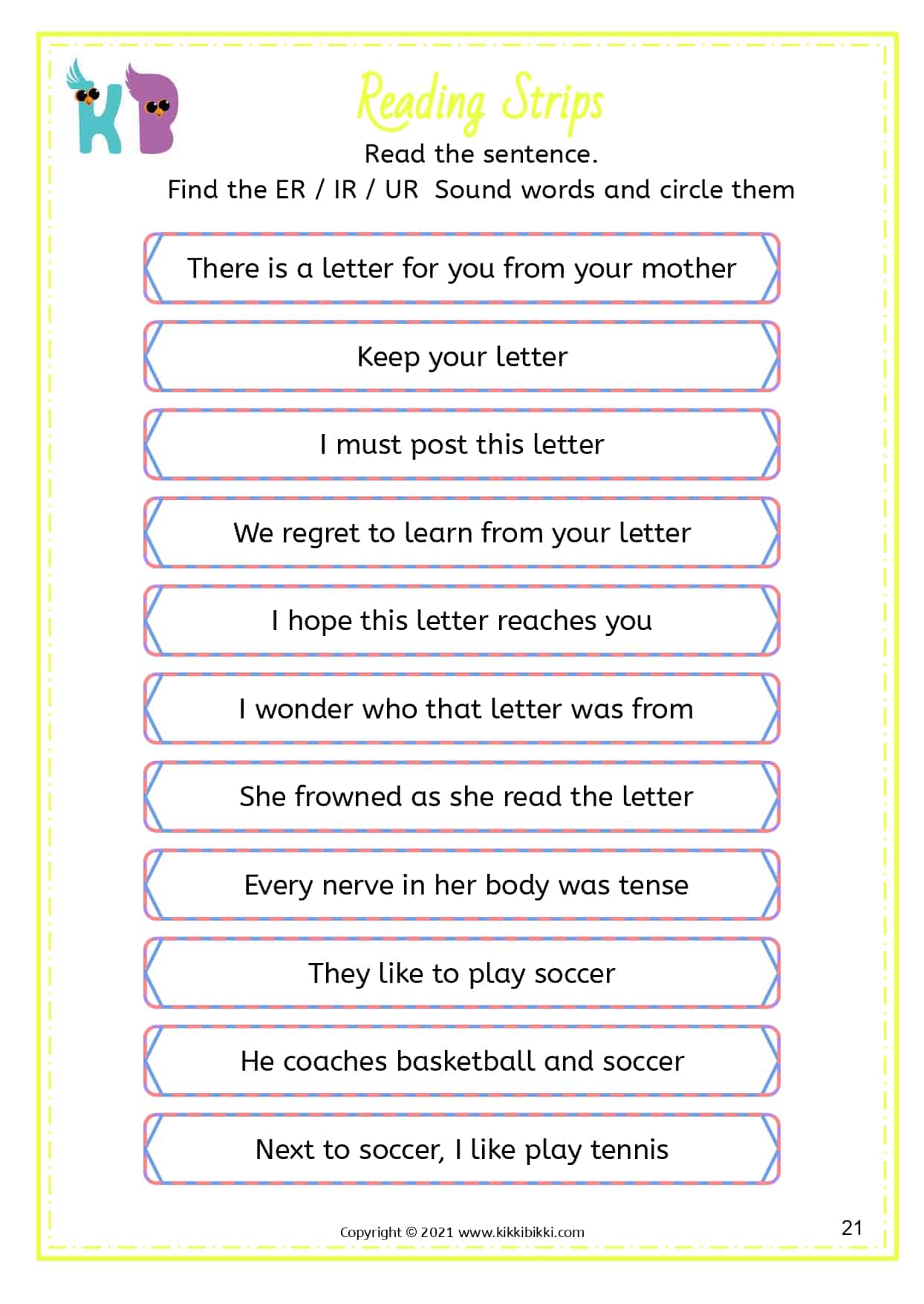 Learn to Spell Bossy R words - Kindergarten Worksheets