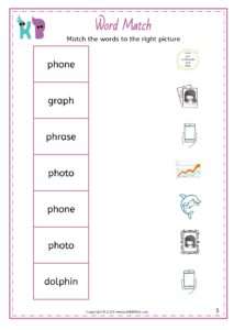 ph Words - Kindergarten Worksheet - Free Phonics Printable