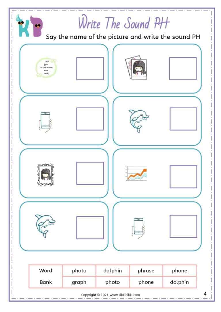 ph Words - Kindergarten Worksheet - Free Phonics Printable