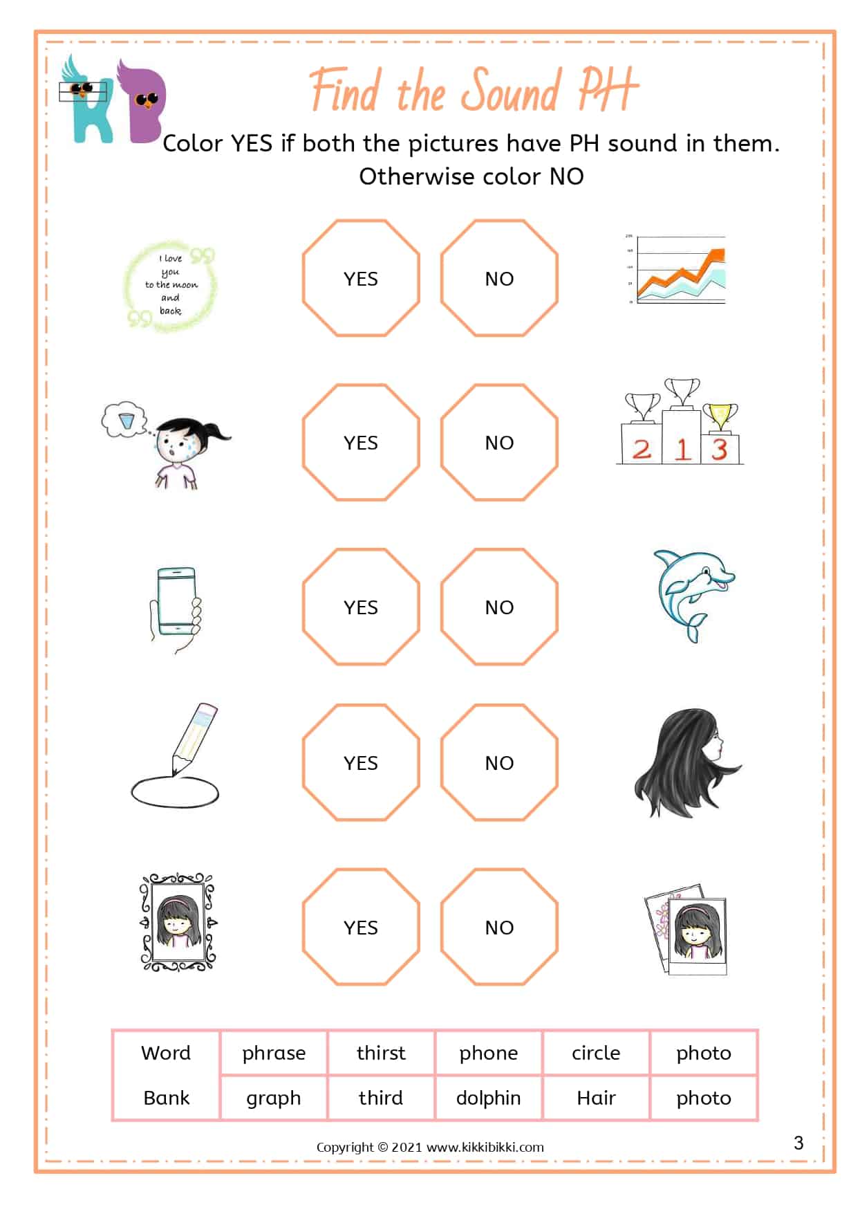 ph Words - Kindergarten Worksheet - Free Phonics Printable