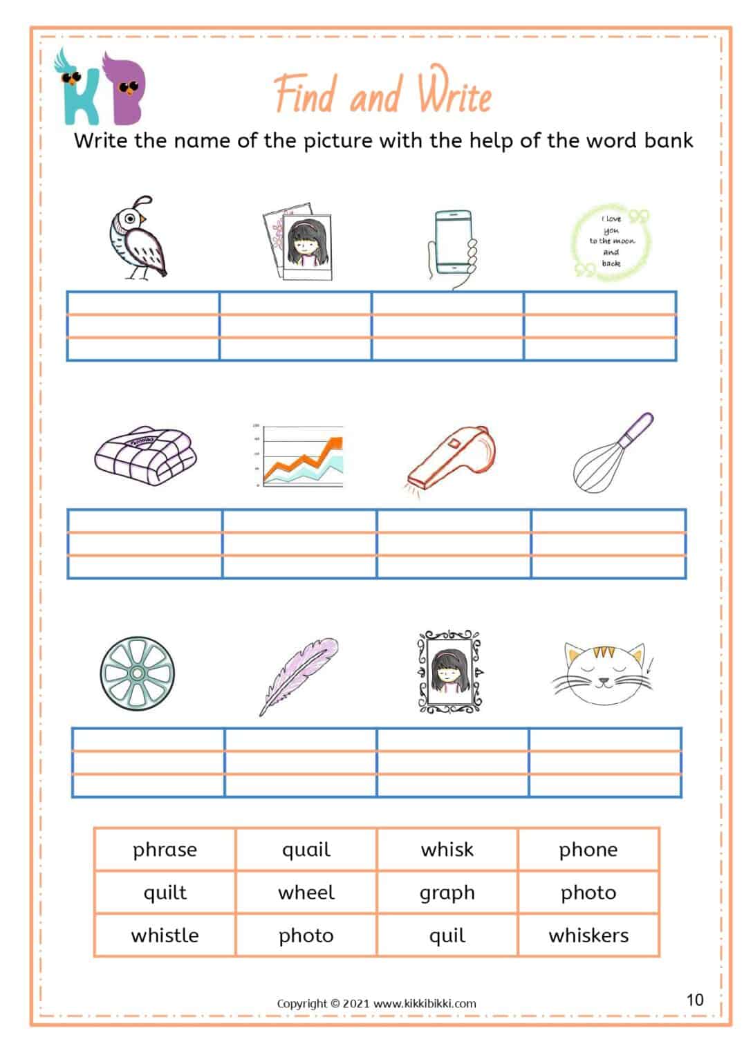 Learn to Spell wh, ph, qu Words | Free Phonics Worksheets