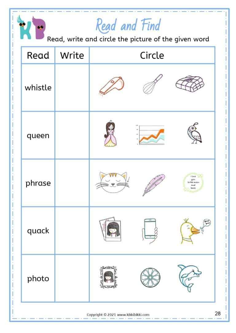 Learn to Spell wh, ph, qu Words | Free Phonics Worksheets