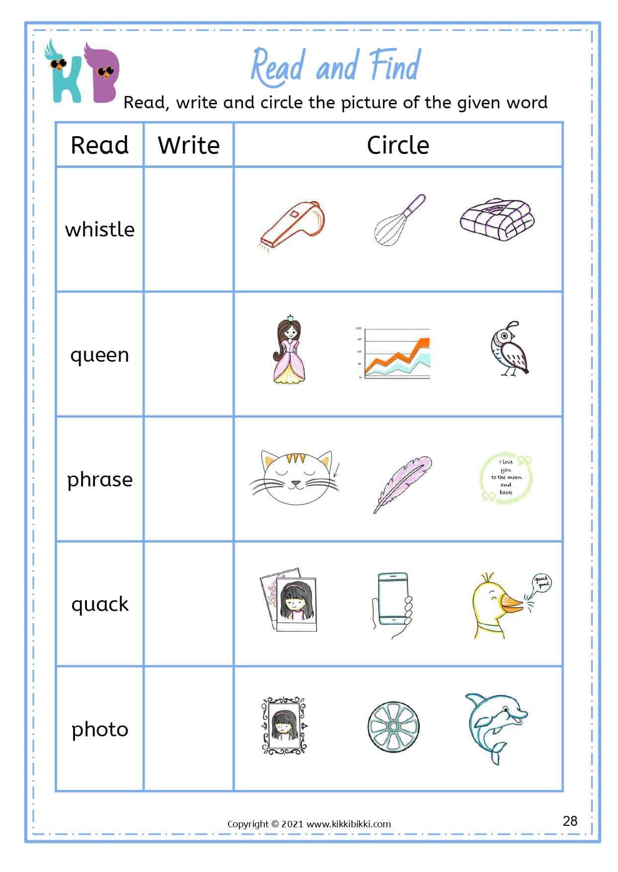 Learn to Spell wh, ph, qu Words | Free Phonics Worksheets