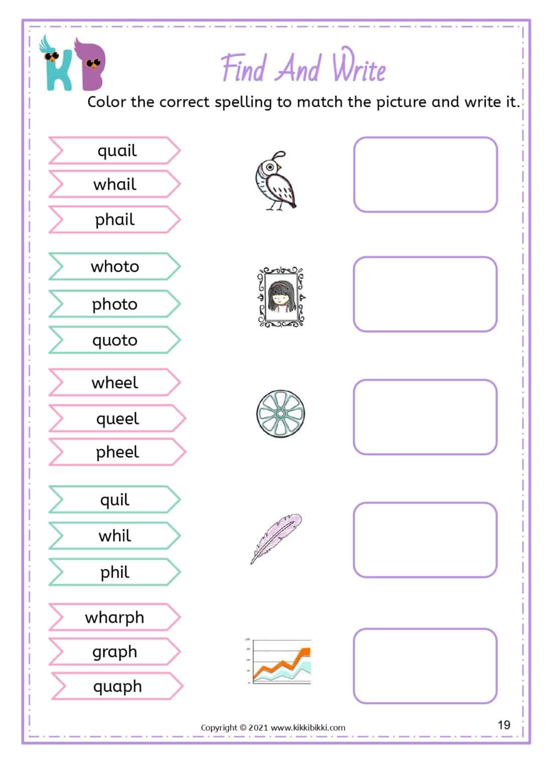 Learn to Spell wh, ph, qu Words | Free Phonics Worksheets